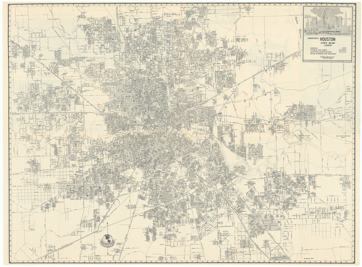 Ashburn's Houston City Map: Ashburn, 1955 – The Antiquarium Antique ...