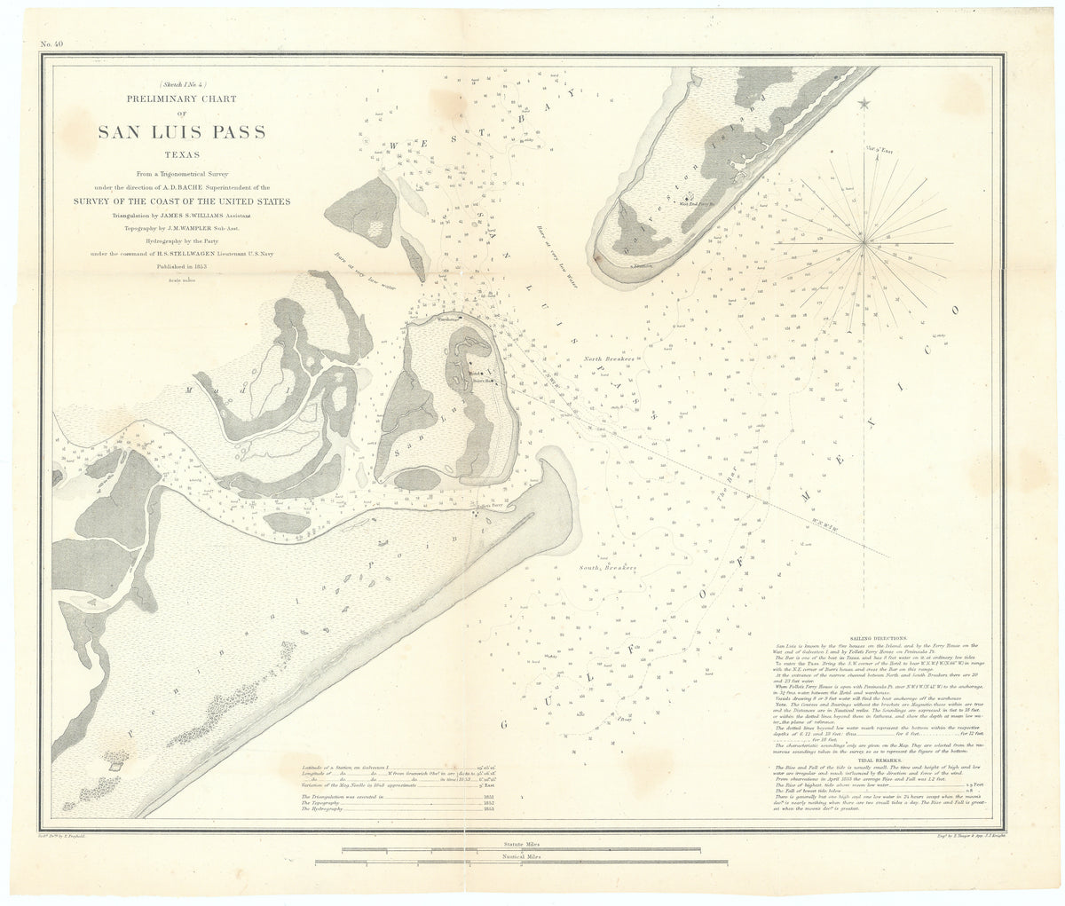 Preliminary Chart of San Luis Pass Texas: Bache 1853 – The Antiquarium ...