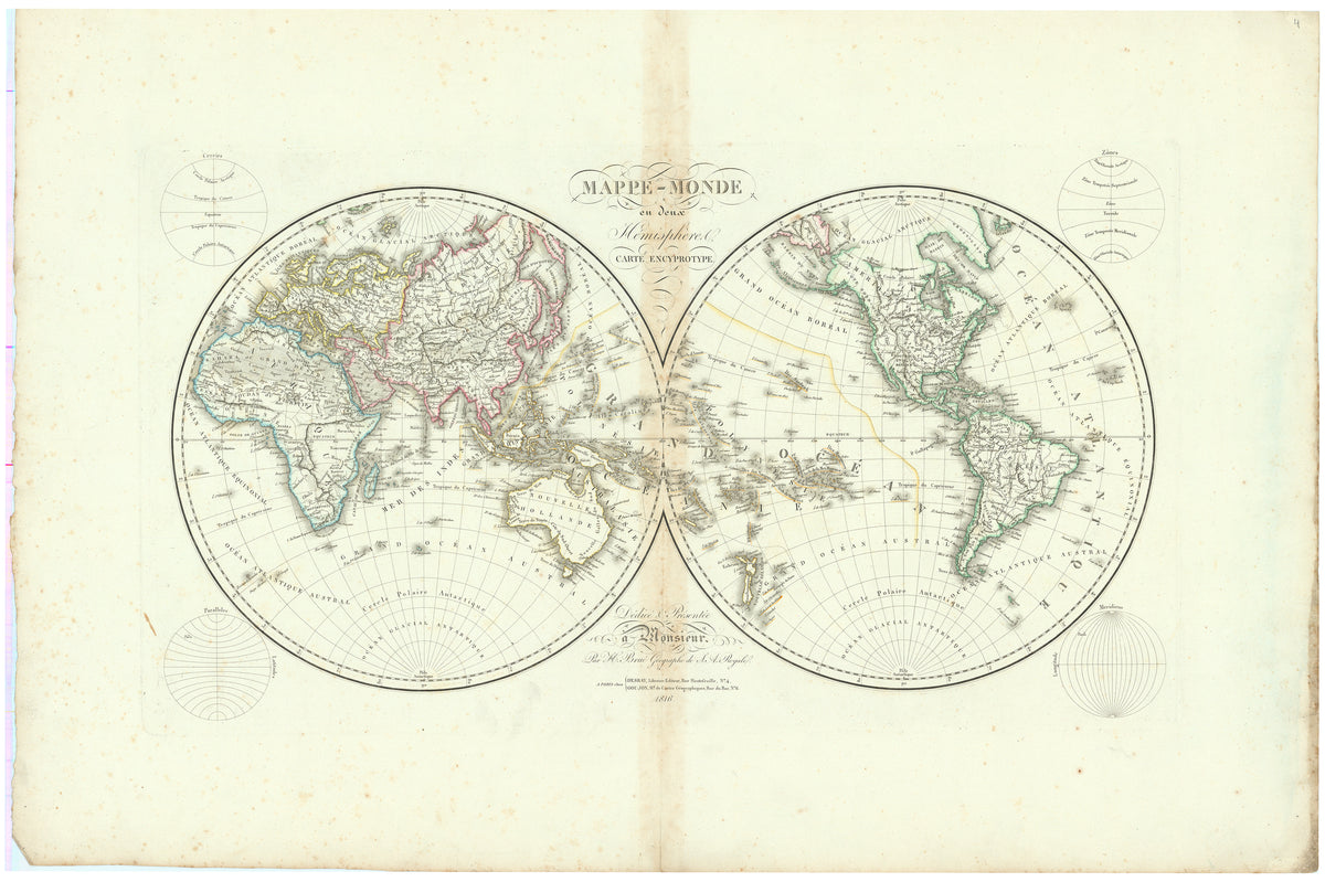 Mappe-Monde: Brue, 1816 – The Antiquarium Antique Maps | Quality Custom ...