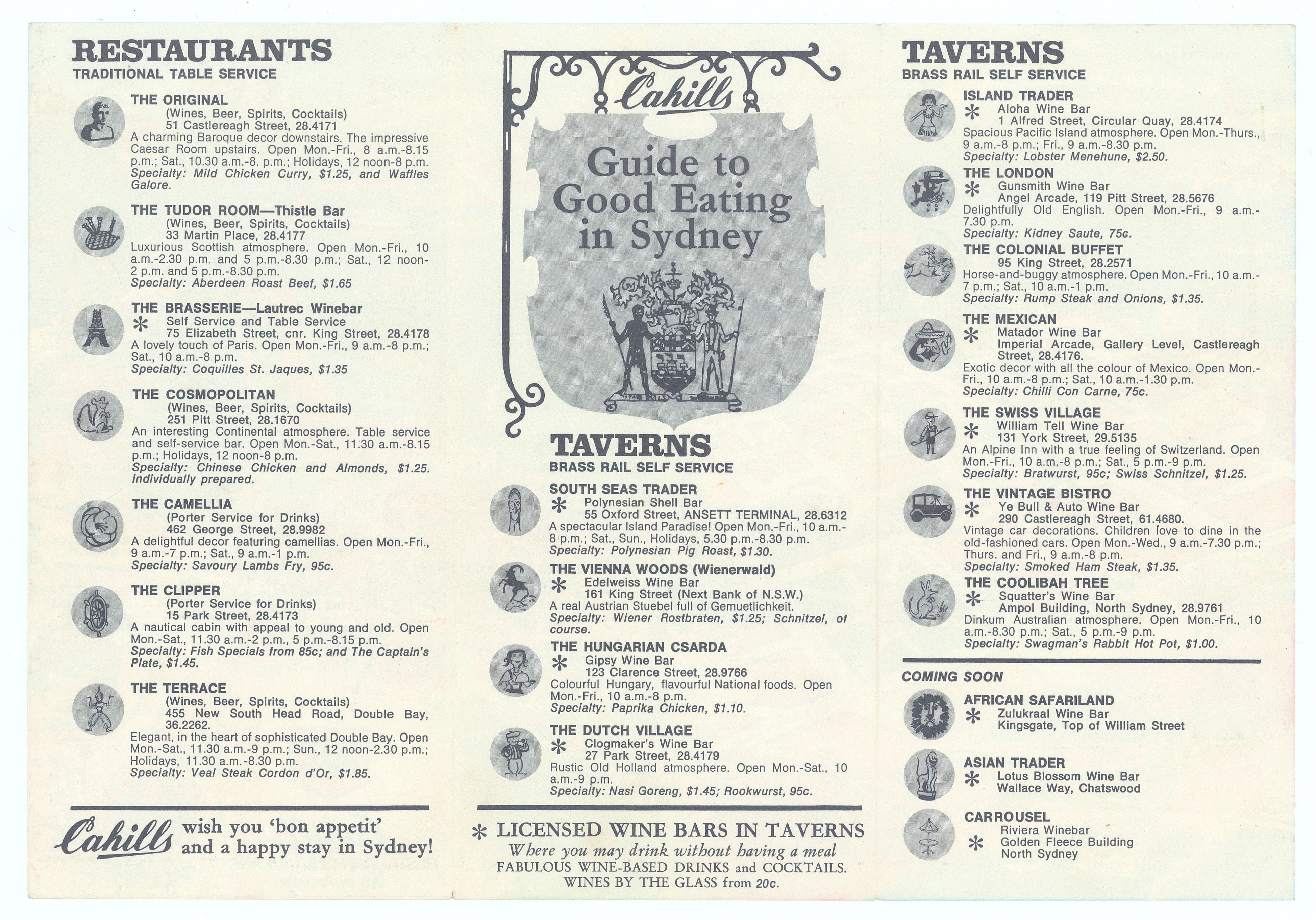Cahills Restaurants & Taverns (Sydney, Australia)Brochure: Cahill Rest ...
