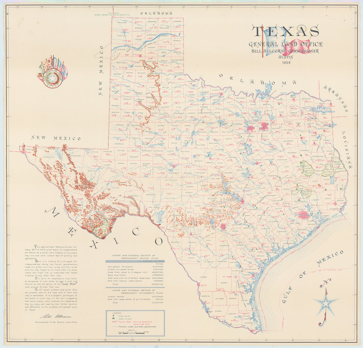 Texas: General Land Office, 1959 – The Antiquarium Antique Maps ...