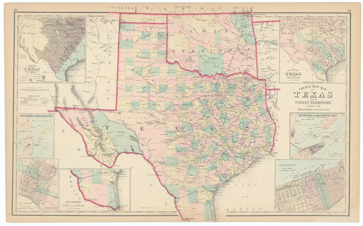Gray's New Map of Texas and the Indian Territory: Gray, 1881 – The ...