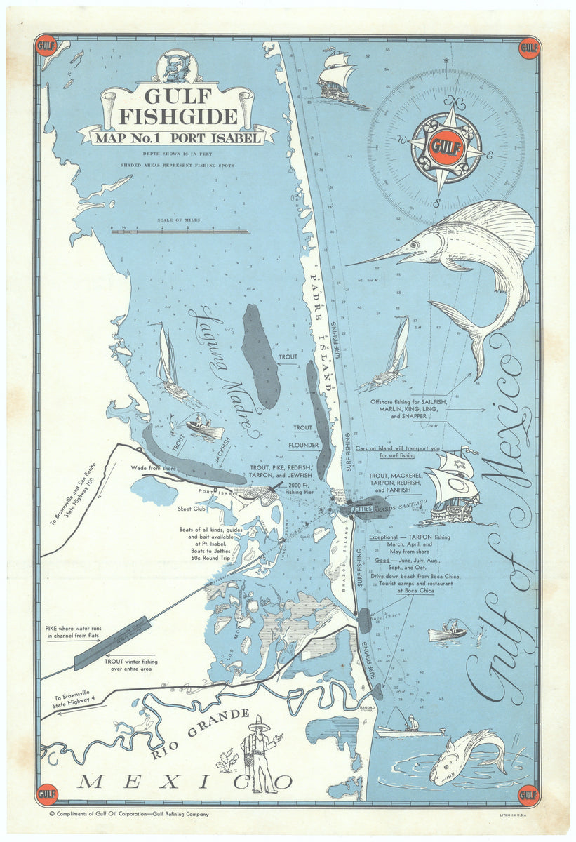 Gulf Fishgide Map No. 1 Port Isabel: Gulf Oil Corp, c.1939 – The ...