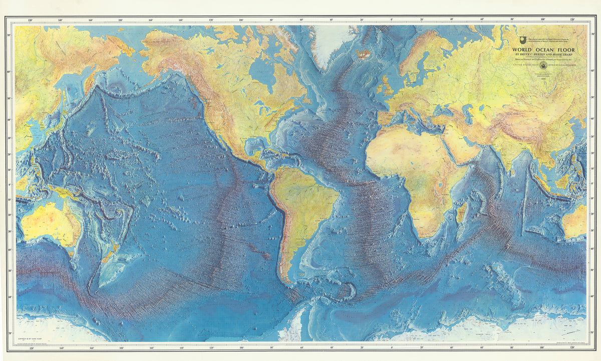 World Ocean Floor: Heezen & Tharp, 1977 – The Antiquarium Antique Maps ...