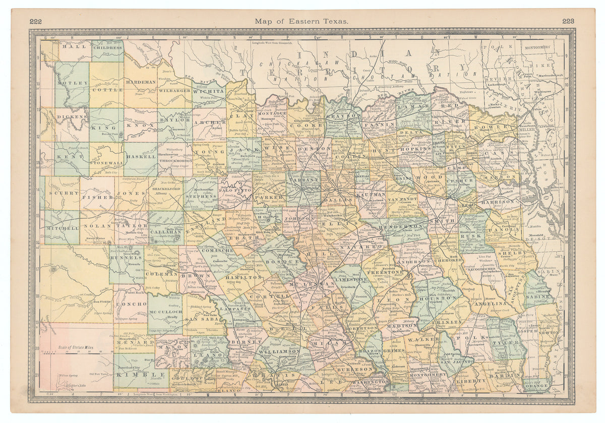 Eastern Texas: Rand McNally & Co., c.1890 – The Antiquarium Antique ...
