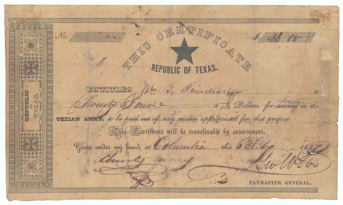 Black Star Note: Republic of Texas, 1837 – The Antiquarium Antique Maps ...