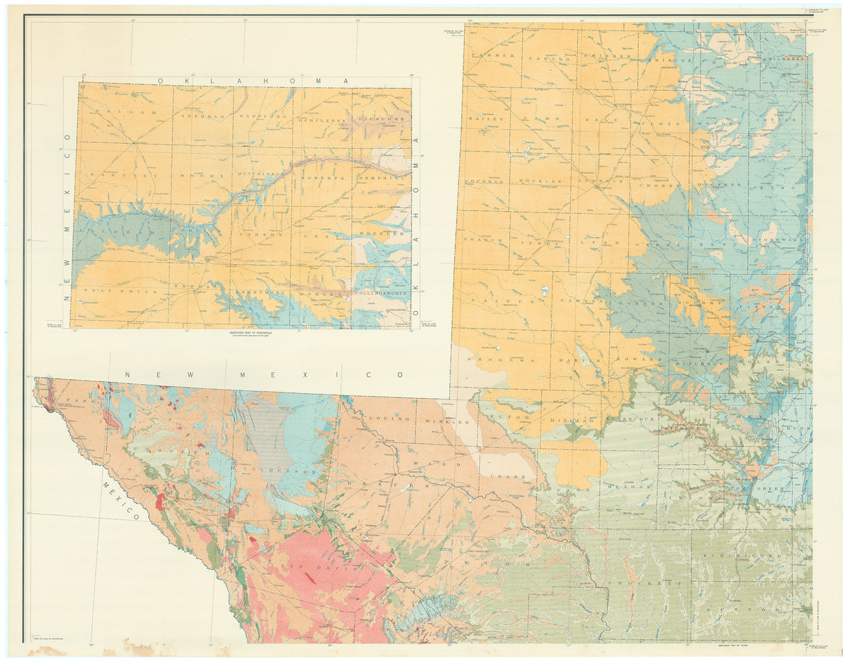 Geologic Map of Texas: Stose, 1937 – The Antiquarium Antique Maps ...