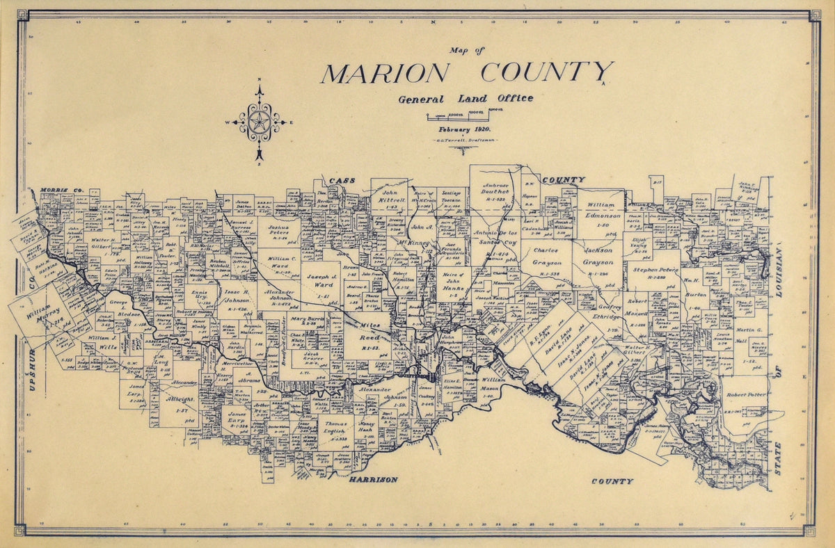 Marion County, Texas: O.O. Terrell 1920 – The Antiquarium Antique Maps ...