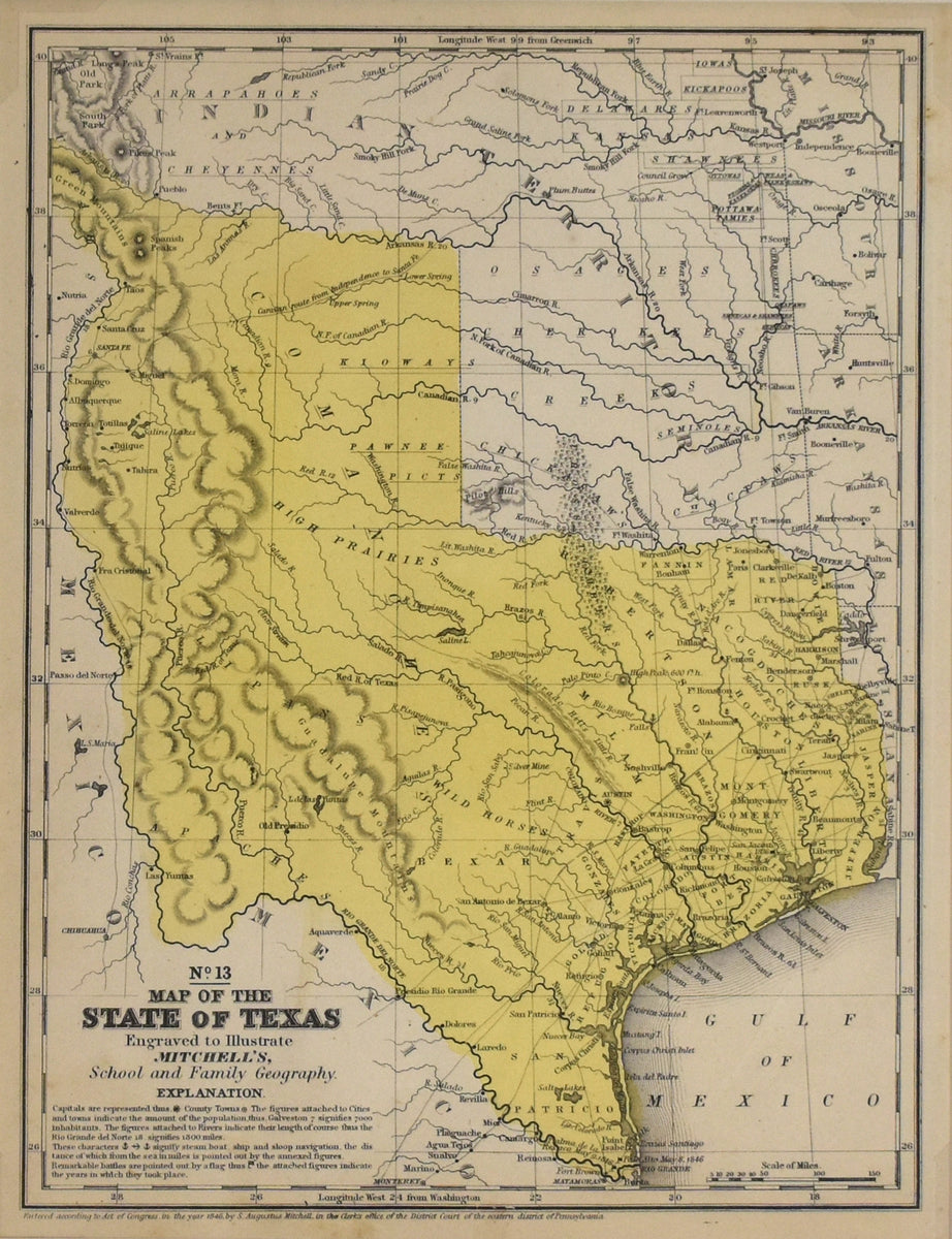 Texas; Augustus Mitchell 1846 – The Antiquarium Antique Maps | Quality ...