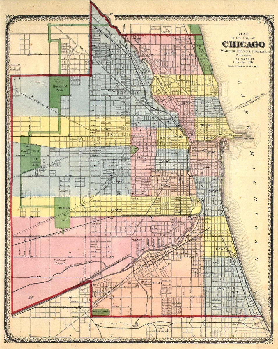 Map of the City of Chicago: Warner, Higgins & Beers 1871 – The ...