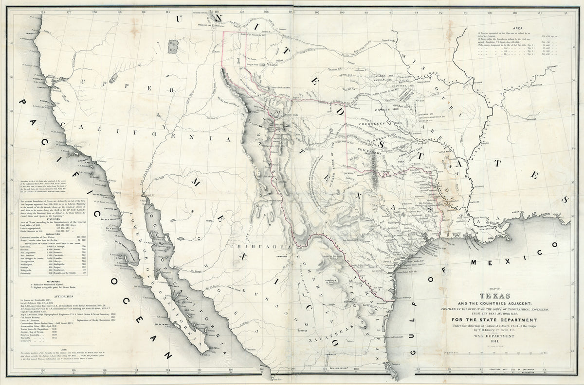 Map of Texas and the Countries Adjacent: Emory 1844 – The Antiquarium ...