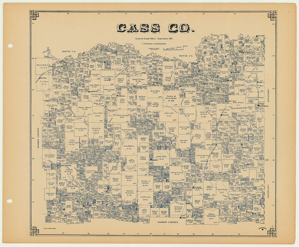 Cass County - Texas General Land Office Map ca. 1926 – The Antiquarium ...