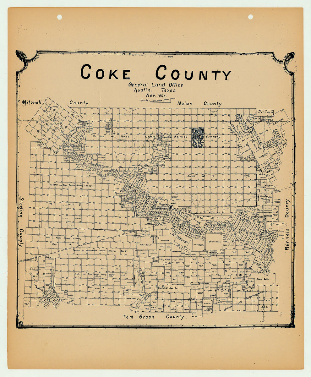 Coke County - Texas General Land Office Map ca. 1925 – The Antiquarium ...