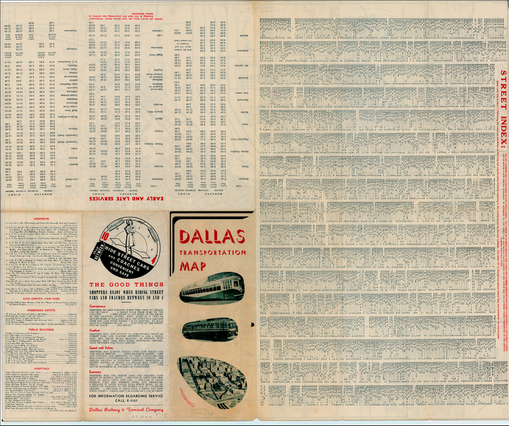Dallas Transportation Map: Dallas Railway and Terminal Company 1942 ...