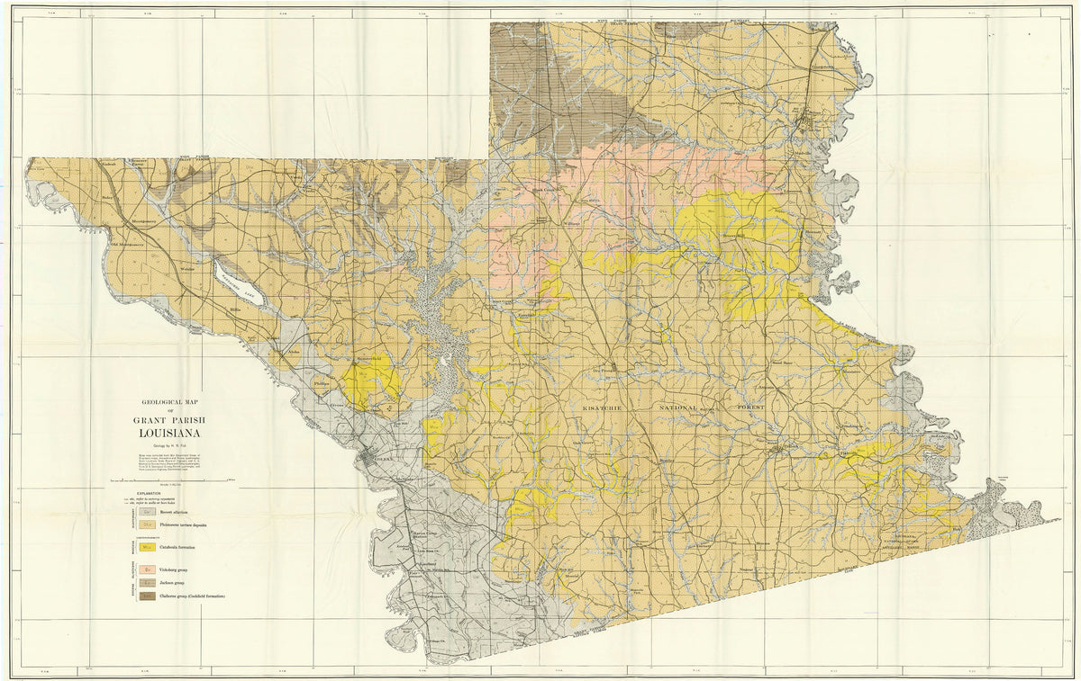 Geological Map of Grant Parish Louisiana: Fisk 1938 – The Antiquarium ...