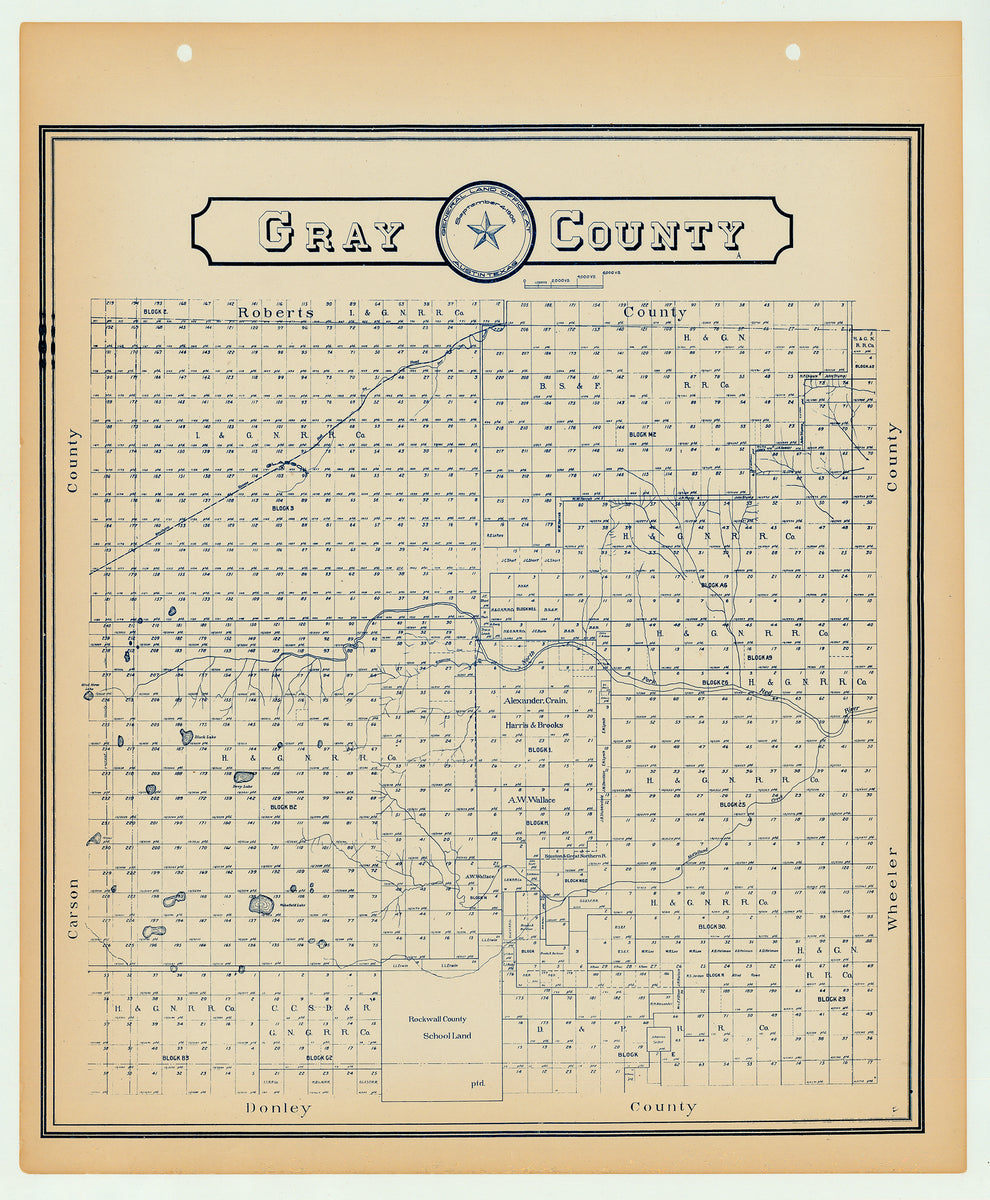 Gray County - Texas General Land Office Map ca. 1925 – The Antiquarium ...