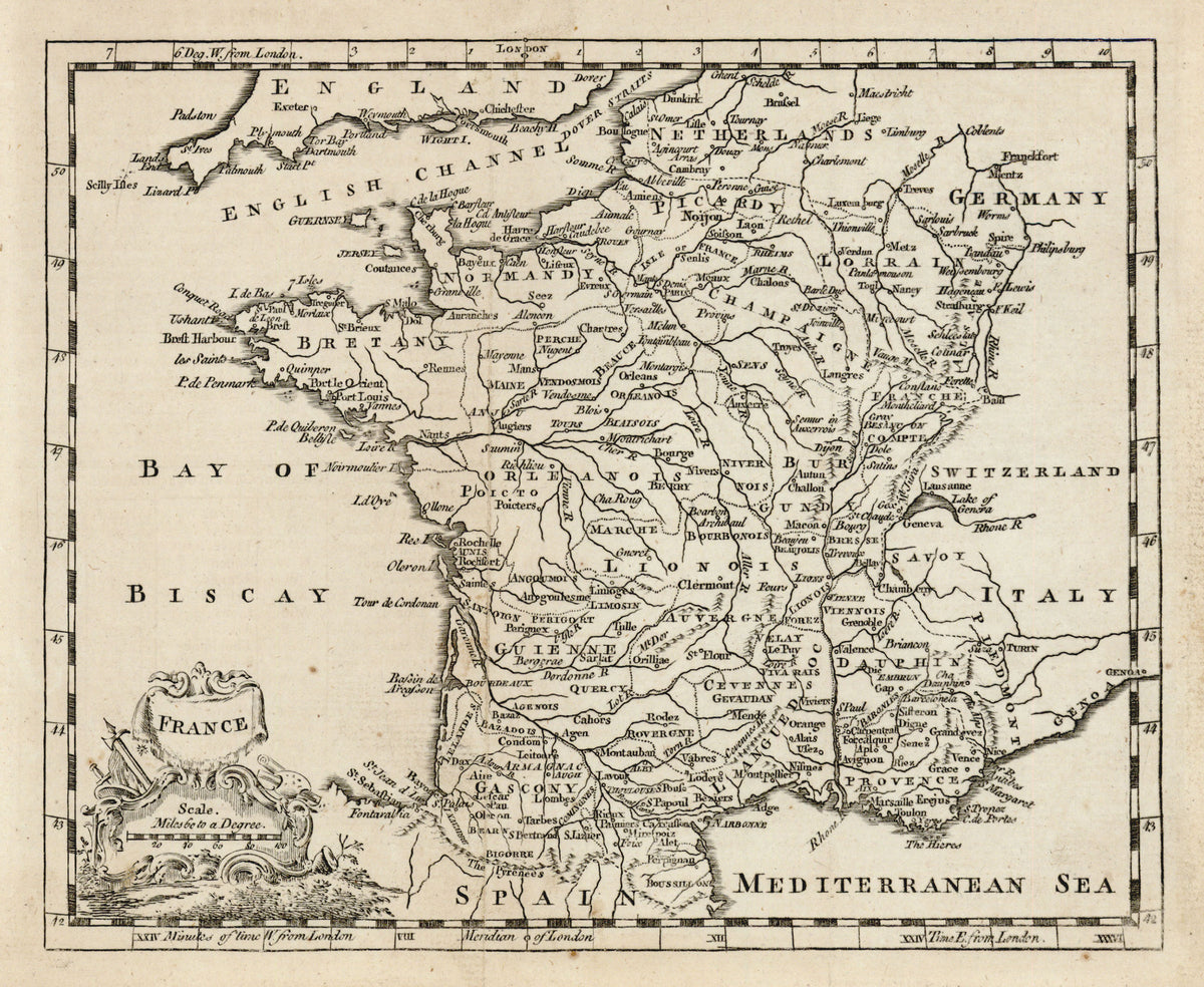 France: Jefferys c. 1760 – The Antiquarium Antique Maps | Quality ...