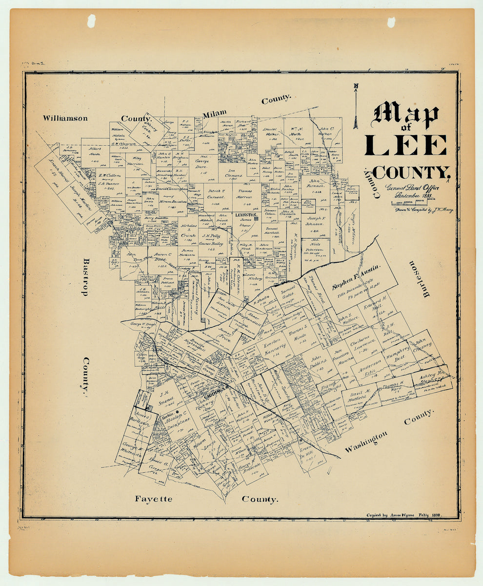 Lee County - Texas General Land Office Map ca. 1925 – The Antiquarium ...