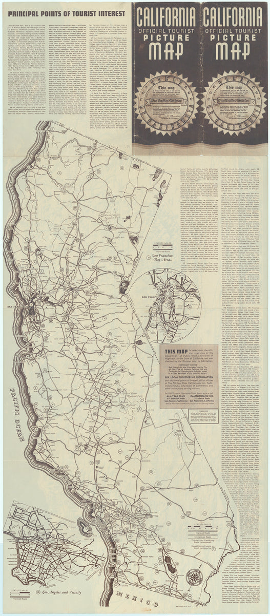 California Official Tourist Picture Map: Owens / The All-Year Club, 19 ...