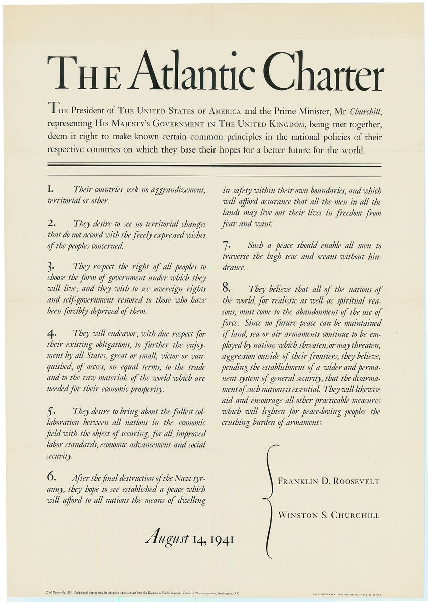 The Atlantic Charter: Winston Churchill & Franklin D. Roosevelt, 1943 ...
