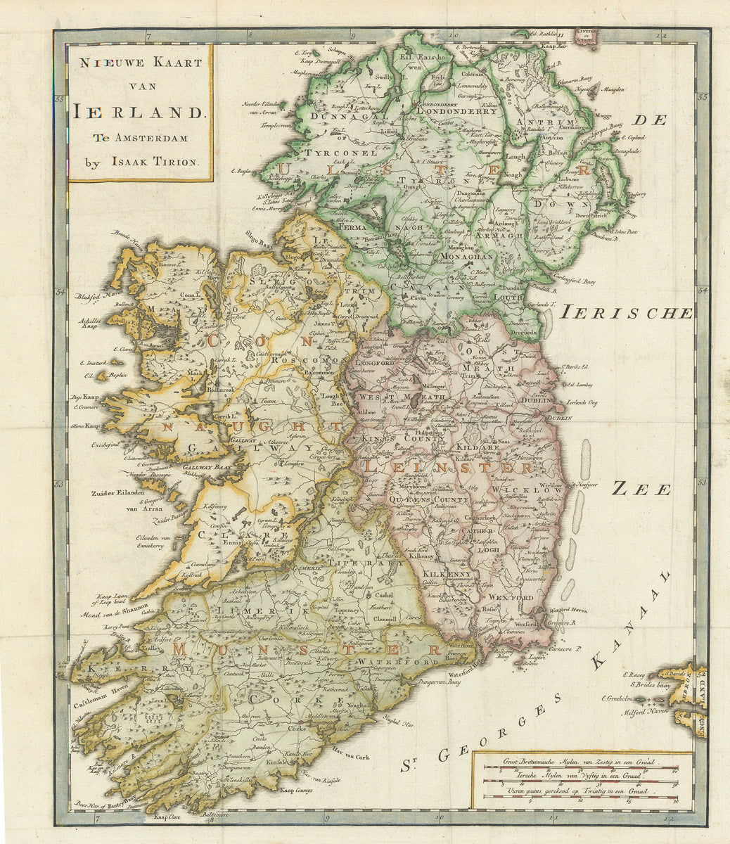 Nieuwe Kaart van Ierland: Tirion, 1754 – The Antiquarium Antique Maps ...