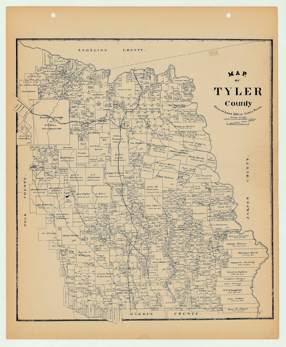 Tyler County - Texas General Land Office Map ca. 1926 – The Antiquarium ...