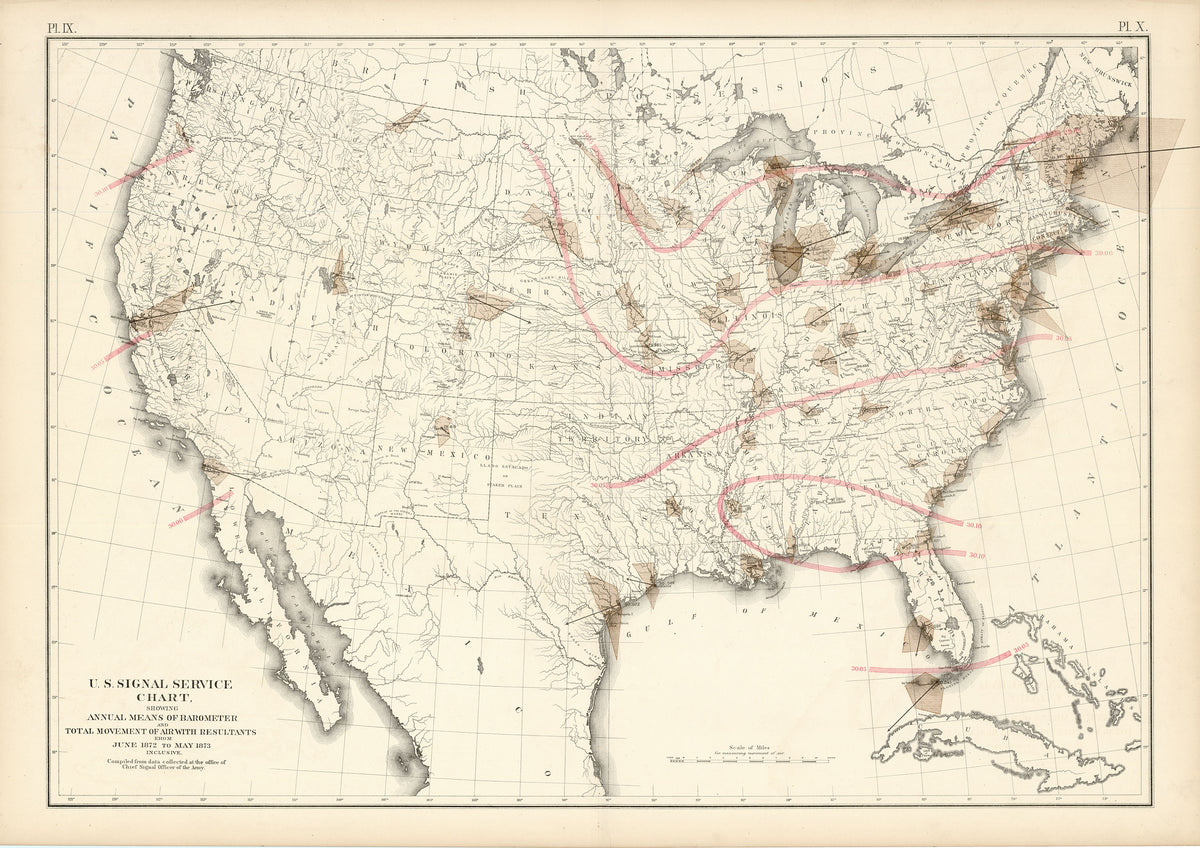 U. S. Signal Service Chart: Walker 1874 – The Antiquarium Antique Maps ...